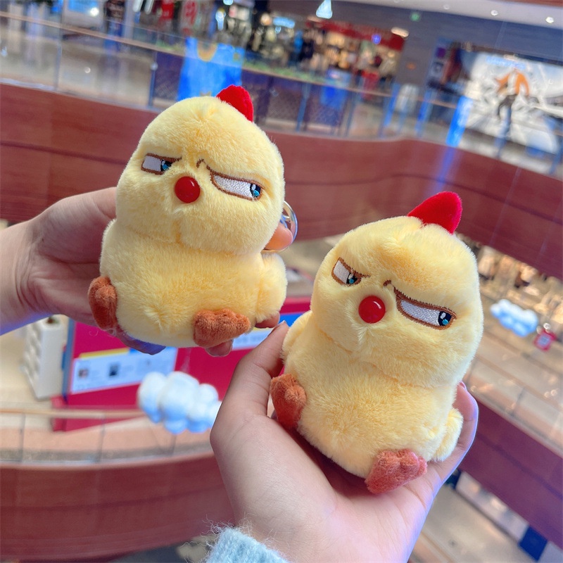 Cute Angry Chicken Plush Puppet And Doll Pendant Ugly And Cute Keychain ...