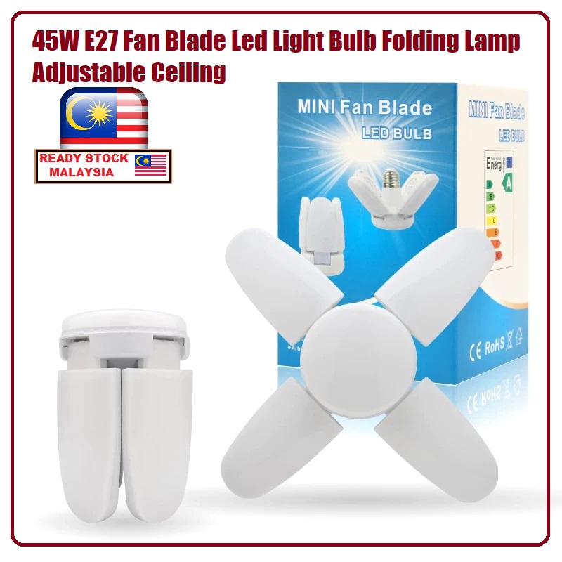 🌻 Local Stock 🌻 45W E27 Fan Blade Led Light Bulb Folding Lamp ...