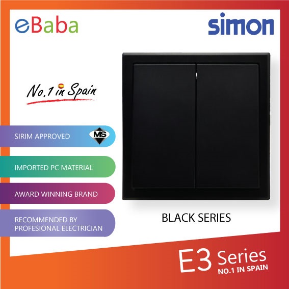 [SIRIM] Simon E3 Series (Black) (13A BLACK BUY 2 FREE 1) Switch / Switches & Socket Outlet Suis ...
