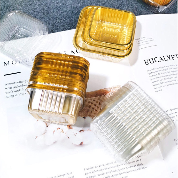 100Pcs/pack Golden Transparent Moon Cake Plastic Tray Moon Cake Box ...