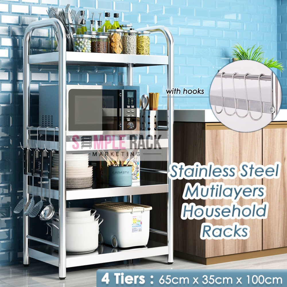 🔔Stainless Steel Rak steel Rack Rak Oven Microwave Kitchen Rack Rak ...