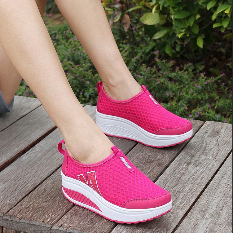 YOGO Ready Stock NEW Women's Sport Shoes Wedges Breathable Mesh Sports ...