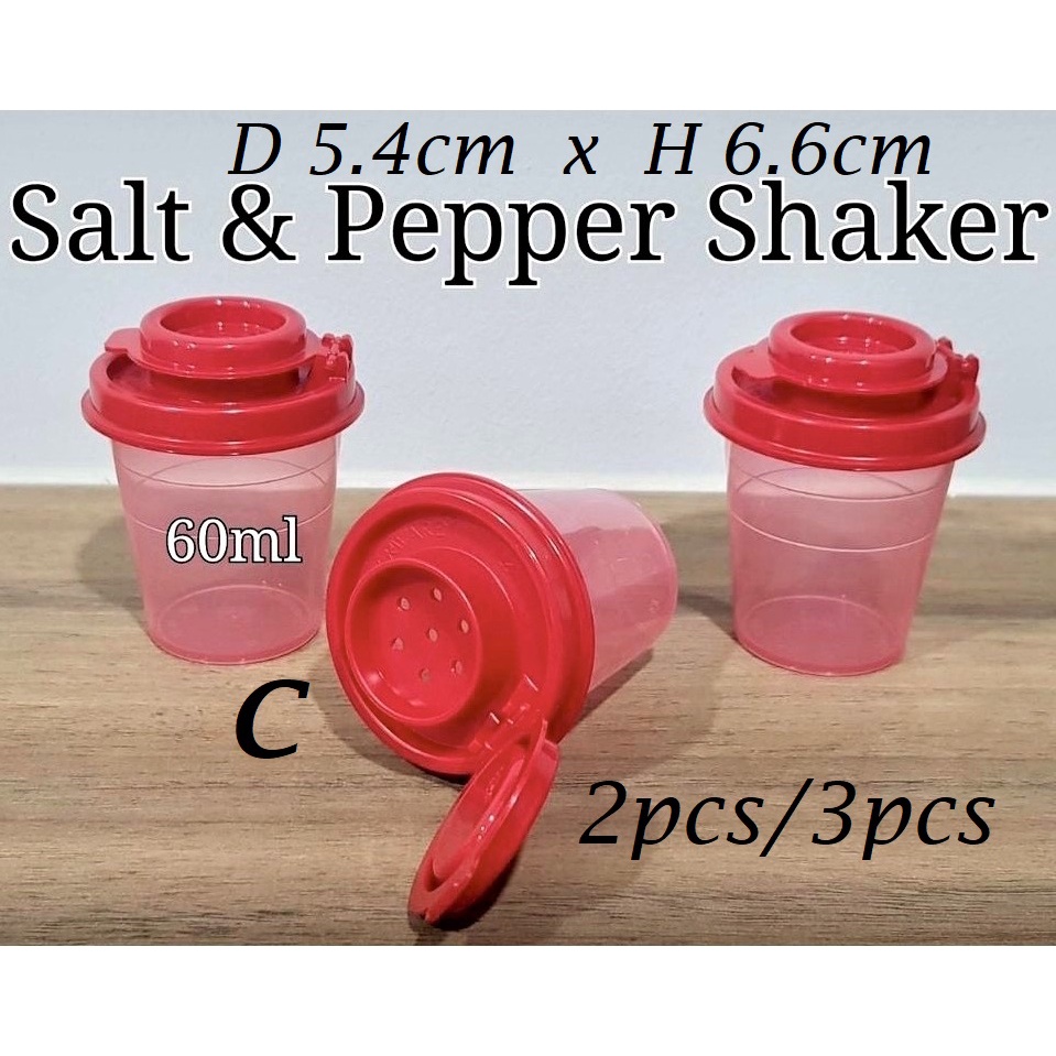 *Set C mini midgets size*Tupperware mini Salt N Pepper Shaker 60ml Red ...