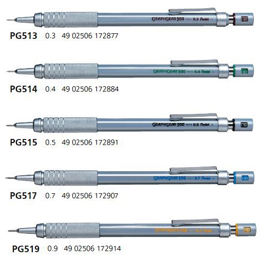 Japan Version Pentel Graph Gear 500 Drafting Mech Pencil 0.3 0.4 0.5 0. ...