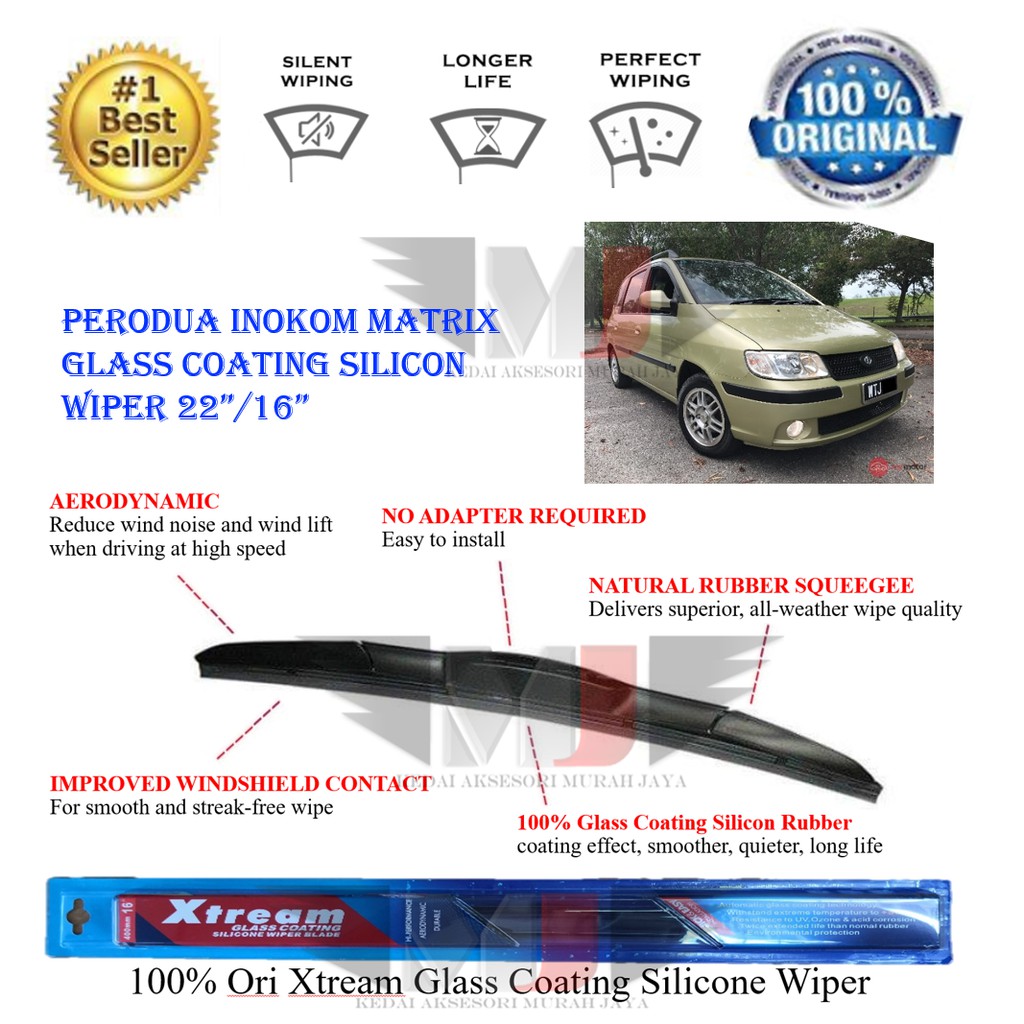 Perodua Inokom Matrix 100% Ori Xtream Glass Coating Silicone Wipers ...