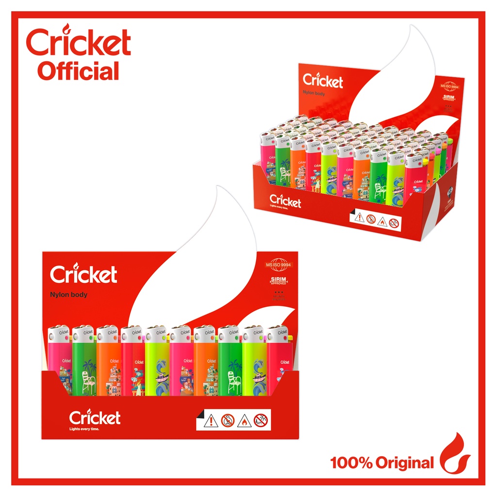 Cricket Lighters Limited Edition Summer Fluo Series (50 Pcs) | Shopee ...