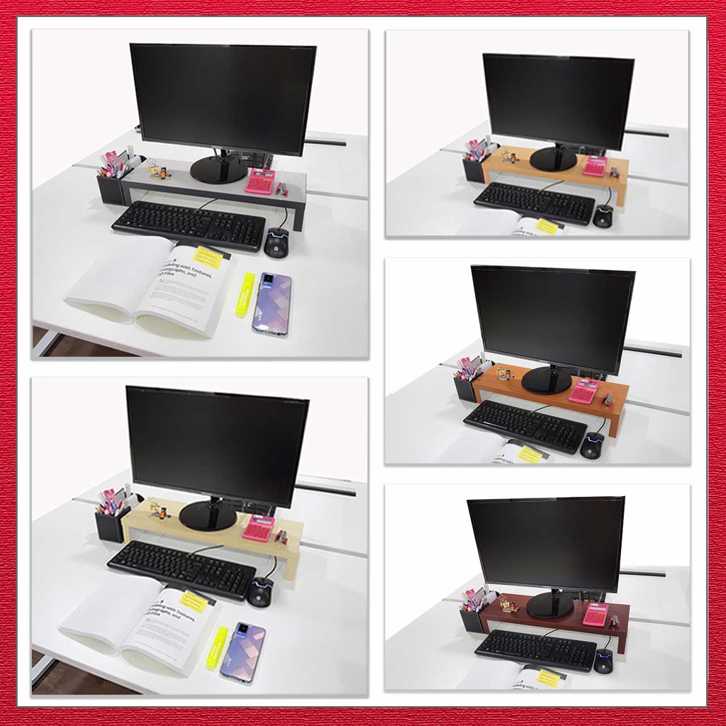 Eastoffice | 60 cm Wooden Monitor Stand Increased Shelf Computer ...