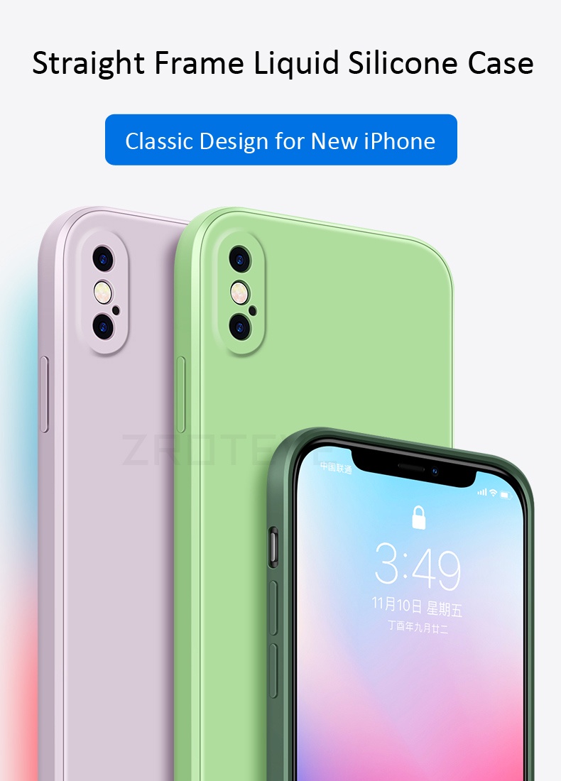 For iPhoneX Case ZROTEVE Luxury Square Liquid Silicone Soft Cover For iPhone X S XR XS Max 10 ...