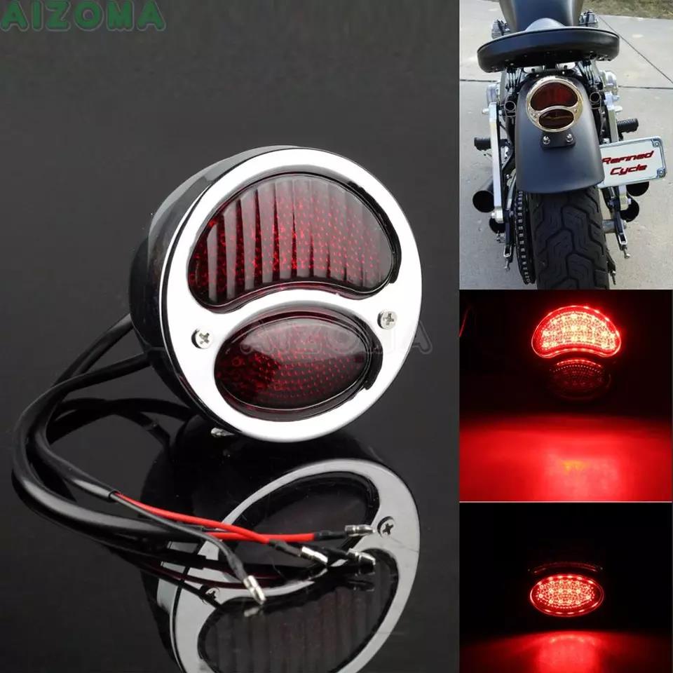 Motorcycle 12v Brake Stop Tail Light Chrome Retro Running Lamp ...