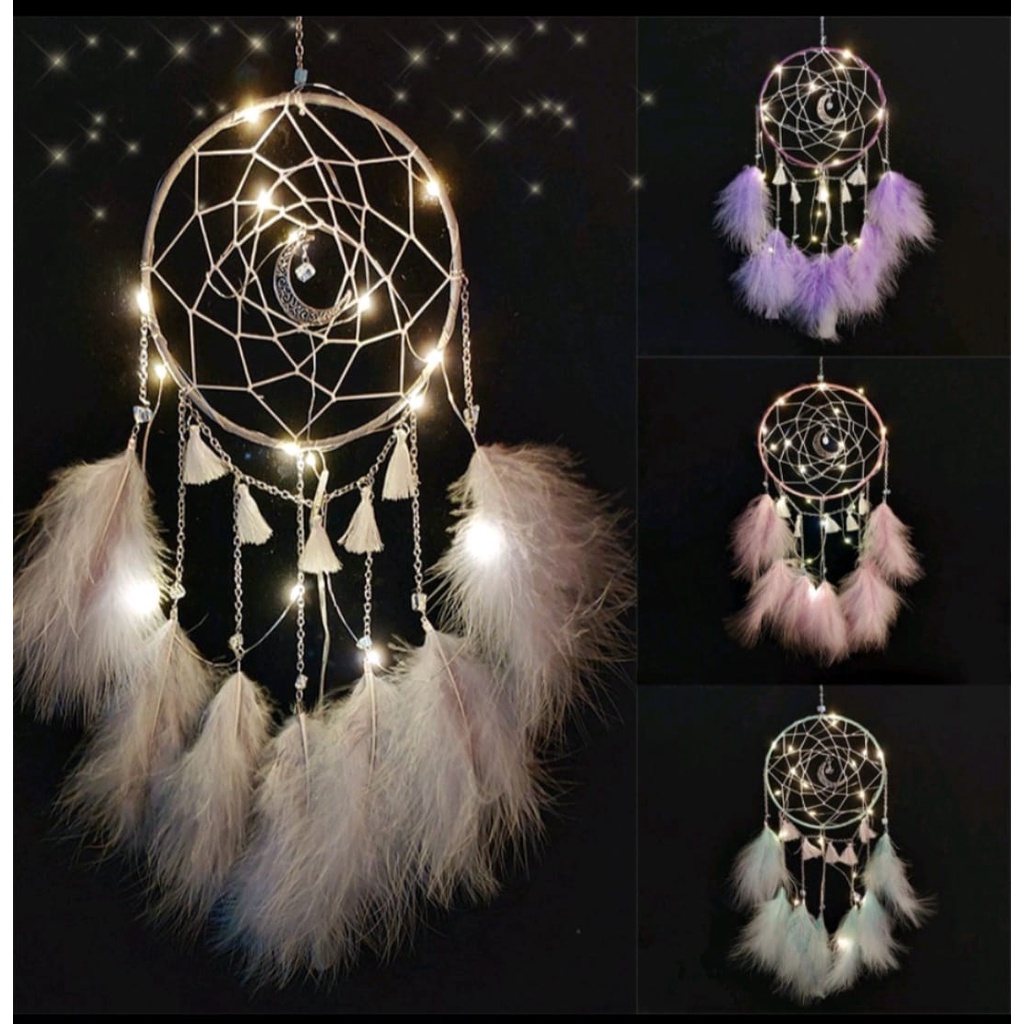 {READY STOCK}Handmade Ornaments Wind Chimes Feather Signal Ring Lace ...