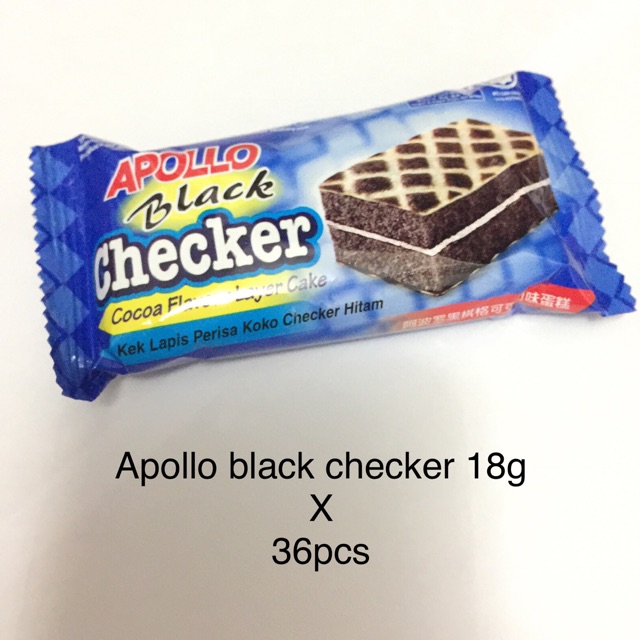 Apollo black checker 18g x 36 pcs cocoa flavour layer cake | Shopee ...