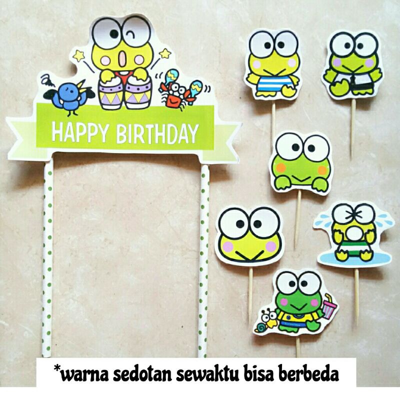Topper decoration prick birthday cake happy birthday kero frog ...