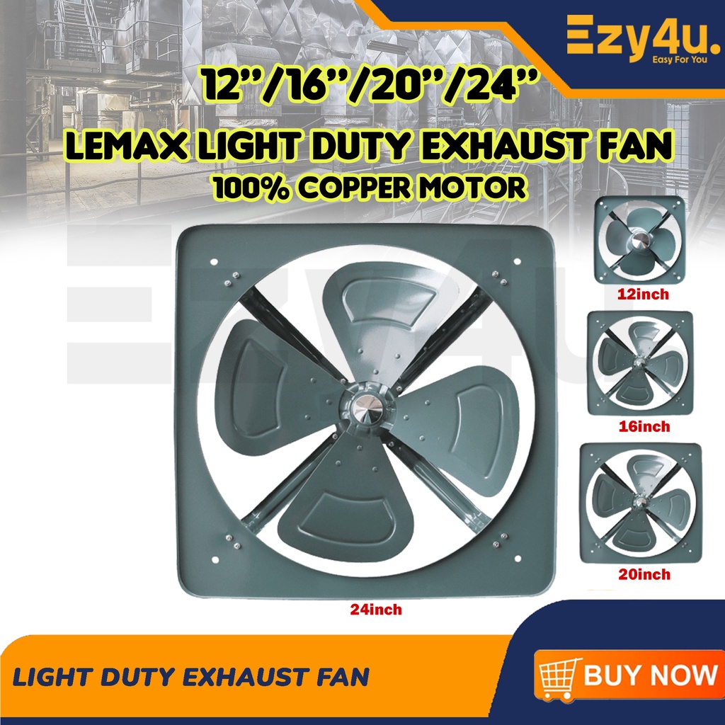 Lemax 12"|16"|20"|24"Wall Type Industrial Light Duty Exhaust Fan for ...