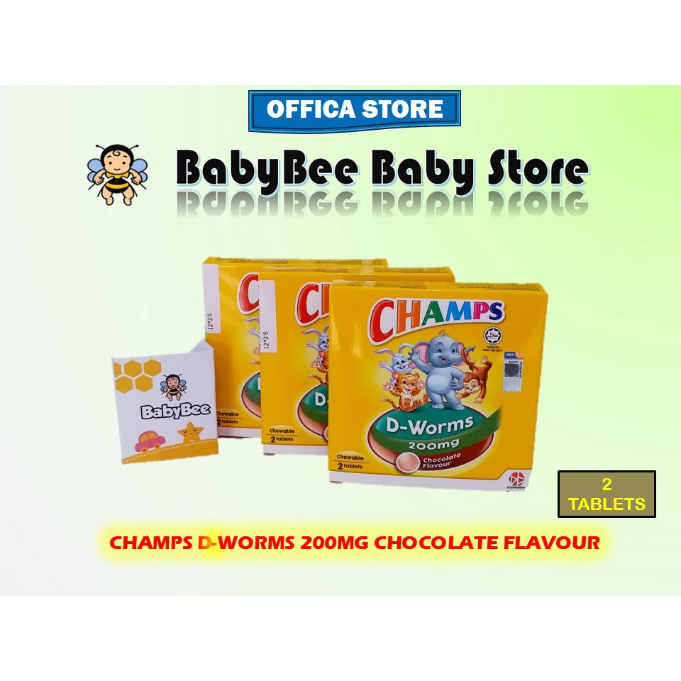 Champs D-Worms-6 Chocolate Chewable Tablet (2's) | Shopee Malaysia