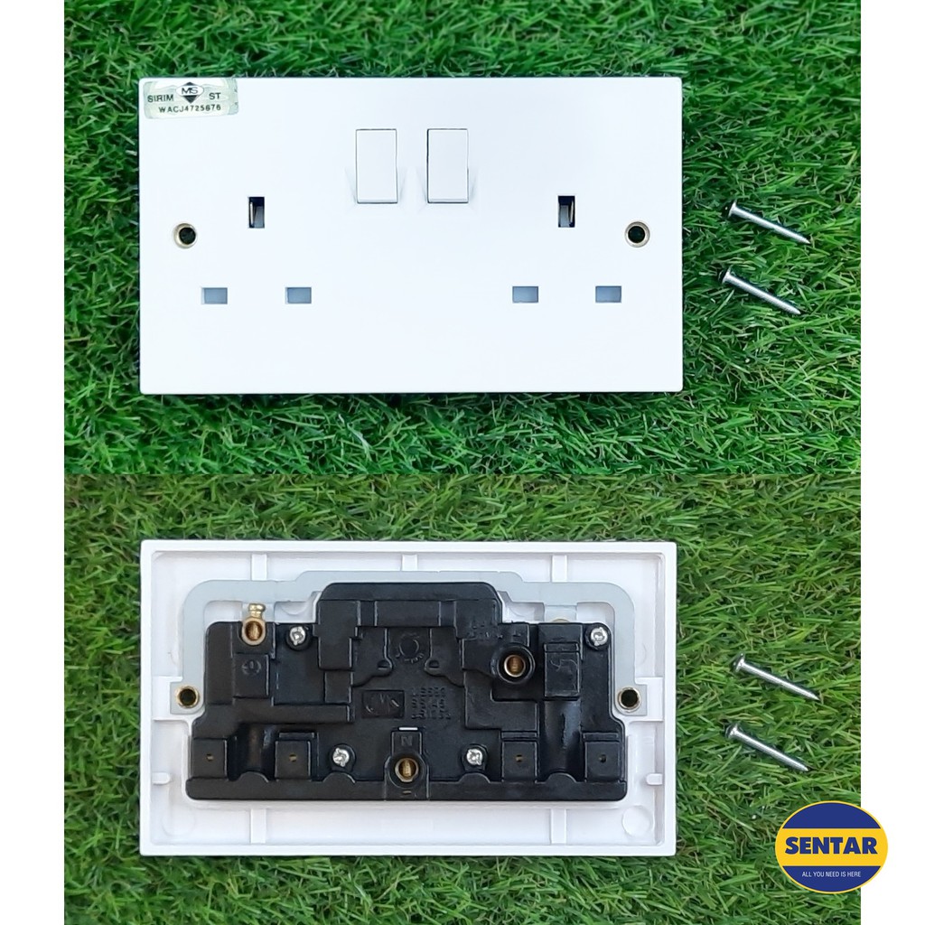 [100% Original] UMS 13A Double Switch Socket (MALAYSIA JKR AND SIRIM ...
