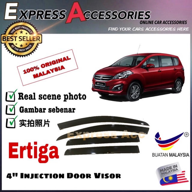 🔥LELONG🔥4” INJECTION PROTON ERTIGA DOOR VISOR (ERTIGA WORDING)BUATAN ...