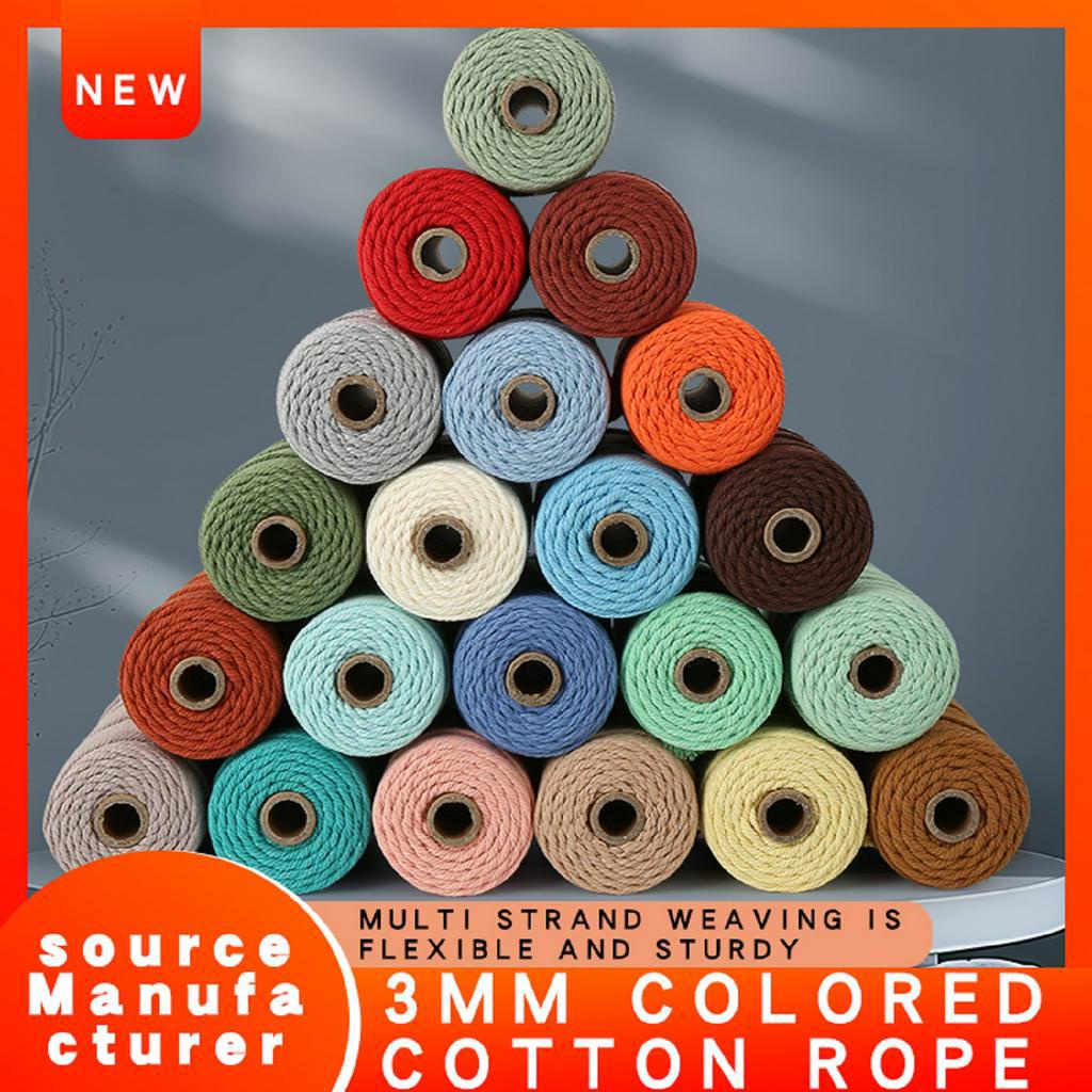 3mm Thick Colorful Cotton Thread Rope Handmade DIY Woven Polyester ...
