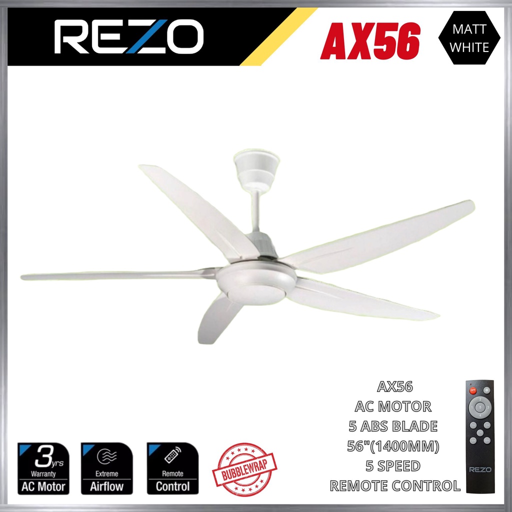 Original REZO 56" Heavy Duty AC Motor AX56 Ceiling Fan With Remote ...
