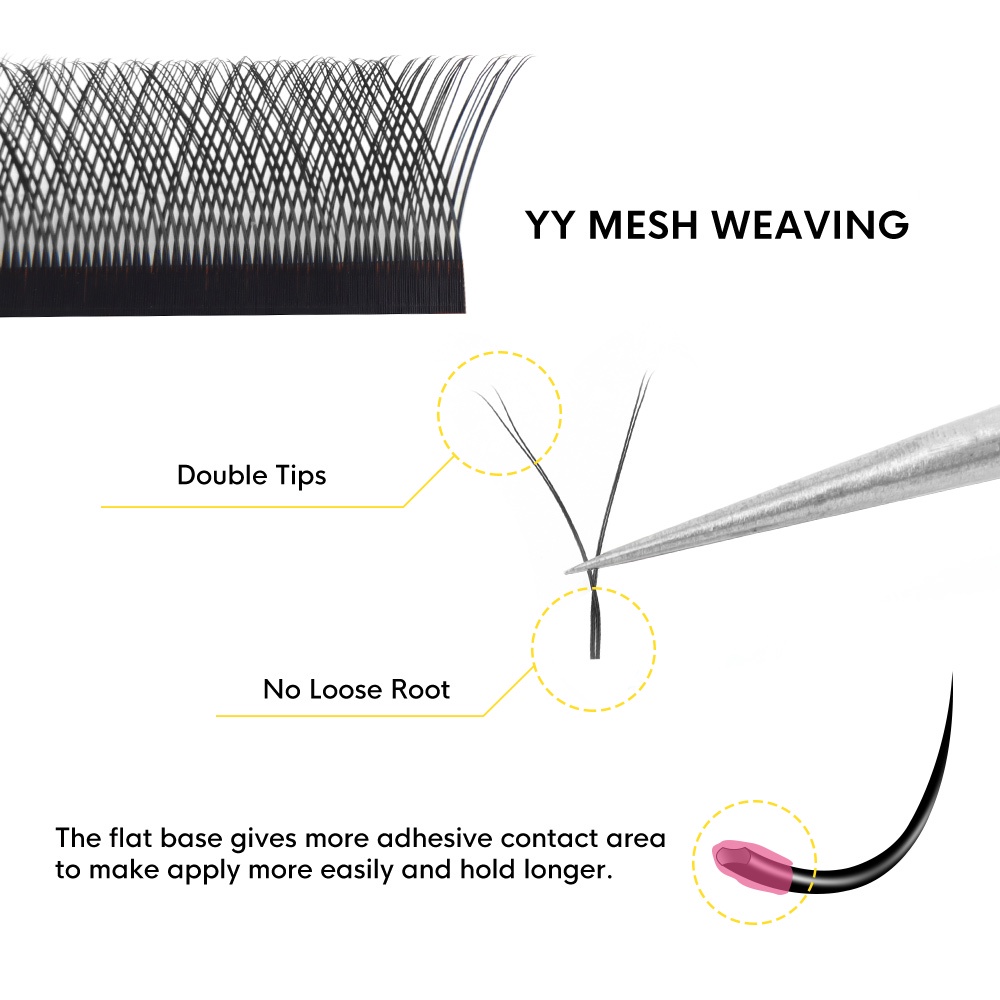 Genielash Y Shape Eyelash Extensions Natural Soft 0.07 Thickness Double ...