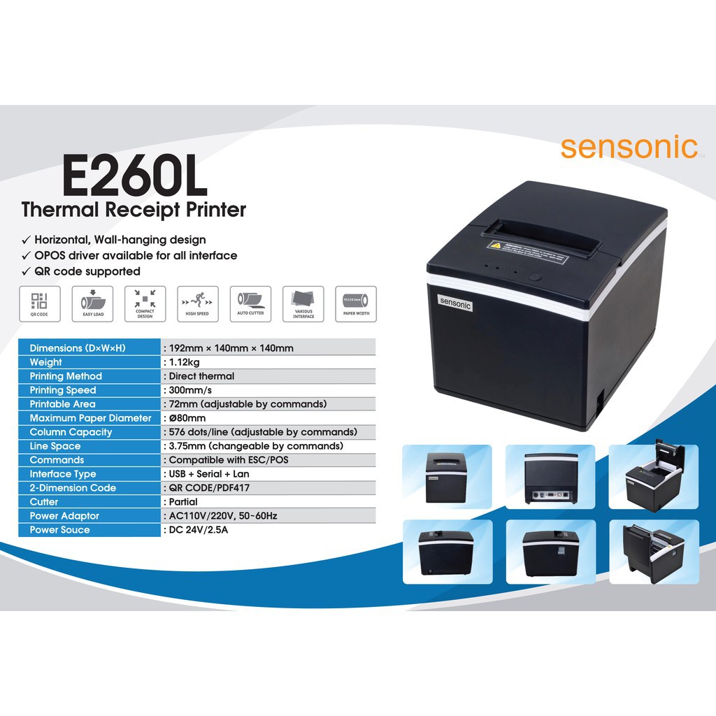 [LOCAL] SENSONIC E260L 80MM THERMAL RECEIPT PRINTER (USB+SERIAL RS232+LAN) | Shopee Malaysia
