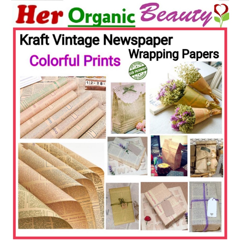 Kraft Vintage Newspaper Wrapping Paper (COLORFUL PRINTS) | Shopee Malaysia
