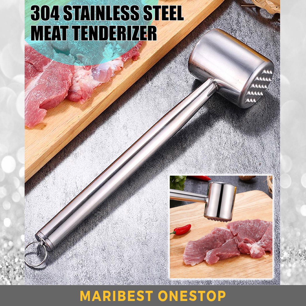 304 STAINLESS STEEL MEAT TENDERIZER Mallet Double-sided Meat Hammer ...