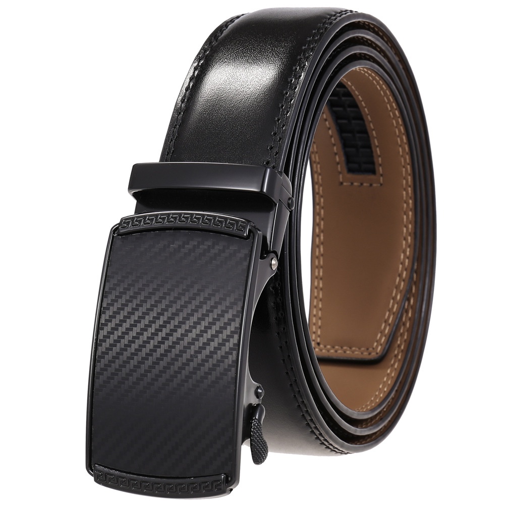 Men's Belt Genuine Leather Ratchet Belt with Automatic Buckle Business ...