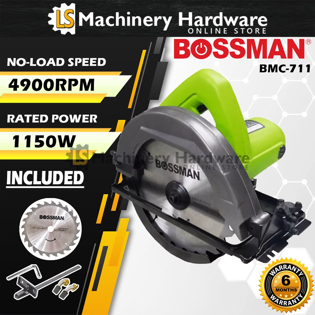 BOSSMAN 7" Circular Saw 1150W 4900rpm ECO-SERIES BMC-711 - Free 1pc 7 ...