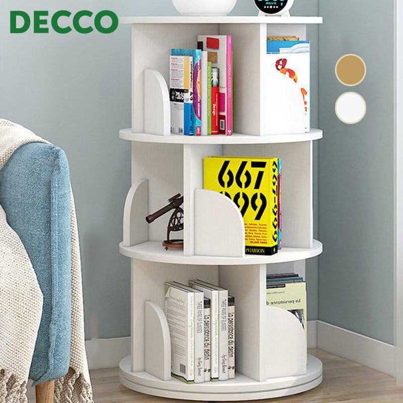 Decco Three Layers Bookshelf 360° Rotating Multifunctional Rack Storage ...