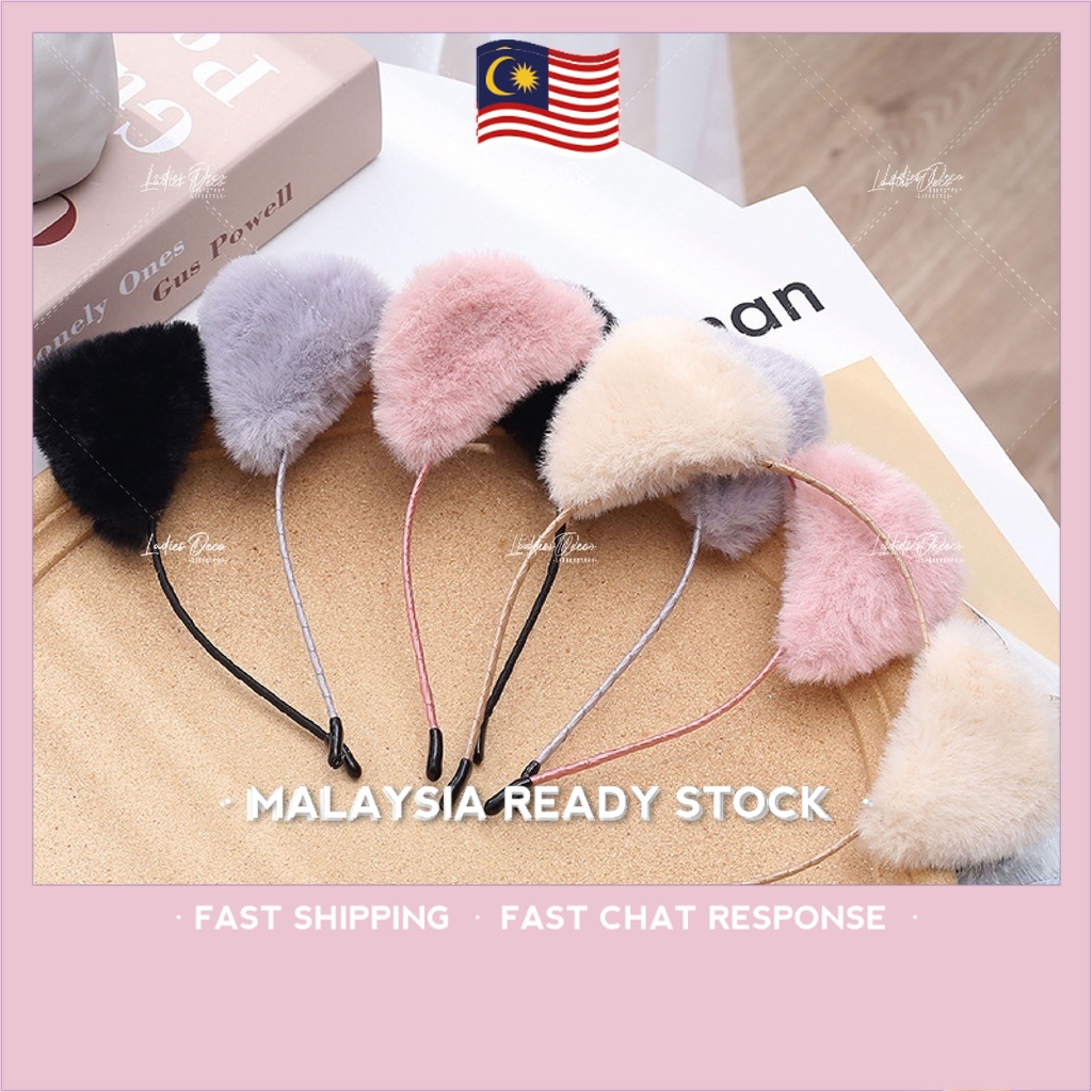 🇲🇾 𝙍𝙚𝙖𝙙𝙮 𝙎𝙩𝙤𝙘𝙠 | Cute Girl Cat Ear Headband Net Red same hairpin hair ...