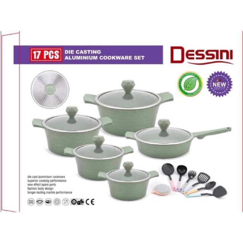 Dessini 17 pcs NEW Granite Cookware Set | Shopee Malaysia