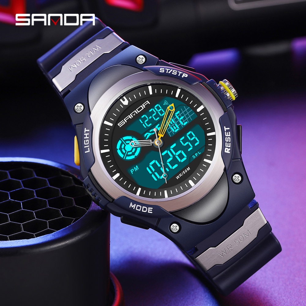 SANDA Men's Multi-Sport Watch Dual Display Luminous LED Digital Watch ...