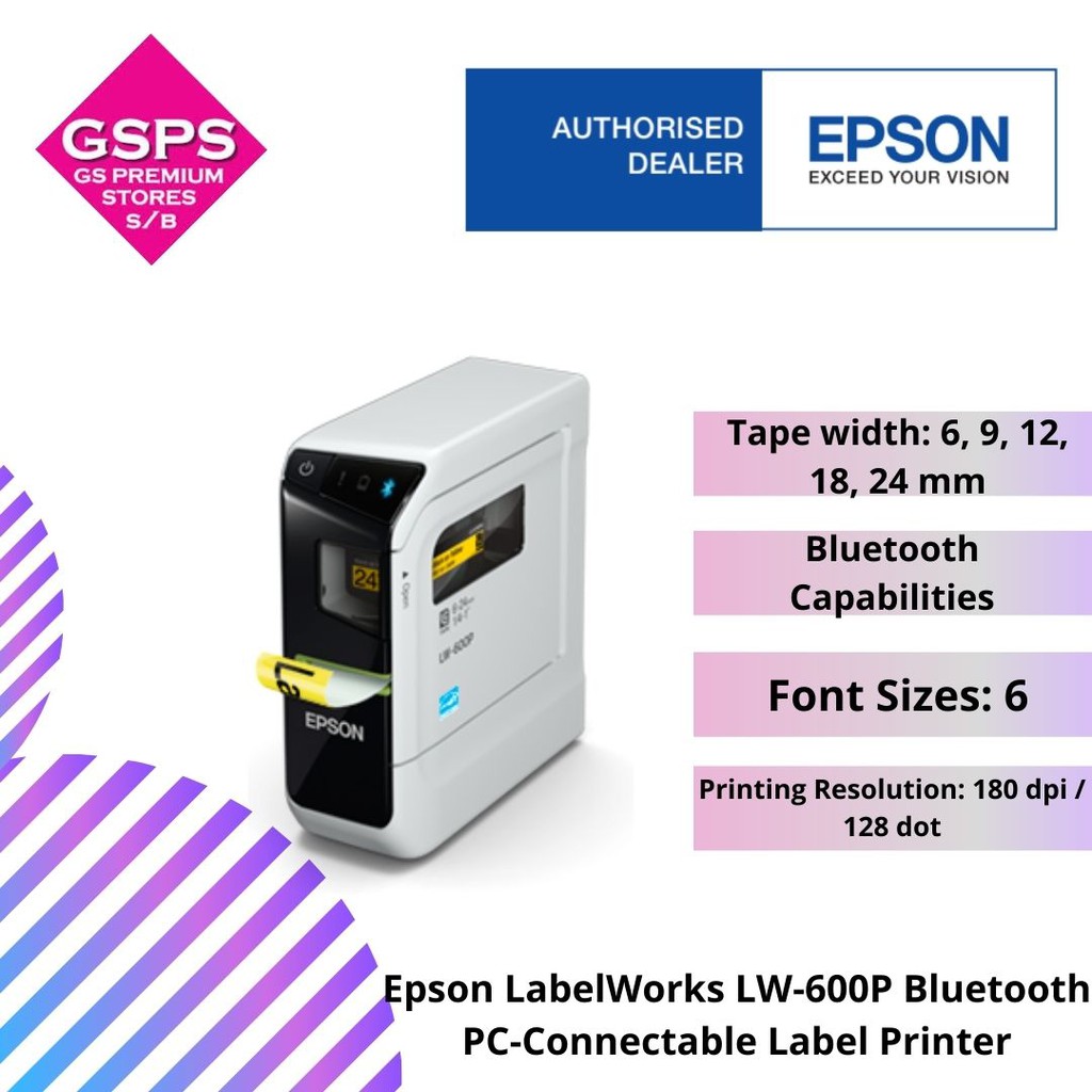 Epson Label Works LW-600P Bluetooth PC-Connectable Label Printer ...