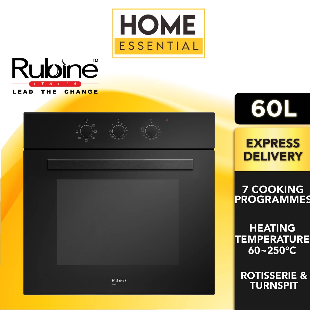 Rubine 7 Cooking Programmes Built-in Oven (60L) RBO-CAVO-60BL/Rubine ...