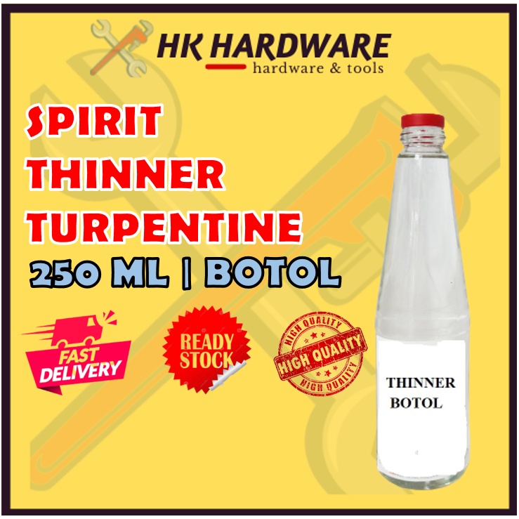 THINNER SPIRIT TURPENTINE TINER CLEANER BOTOL 250 ML CUCI CAT PAINT ...