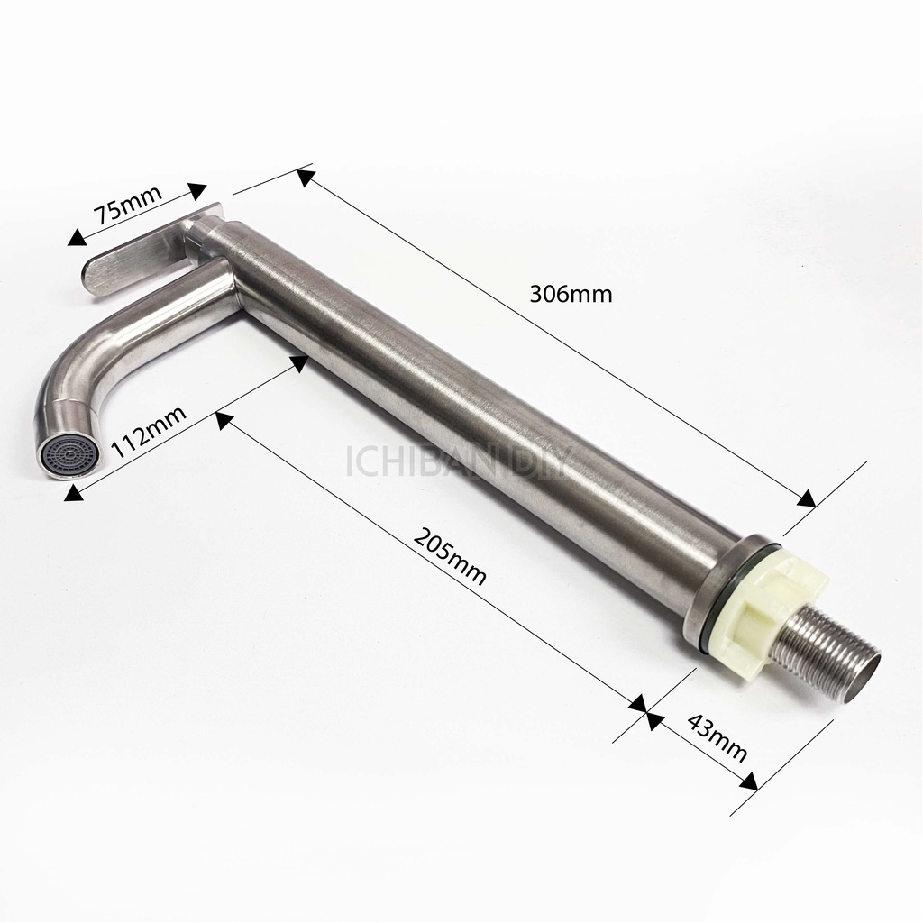 Stainless Steel 304 High Pillar Basin Tap Sink Tall Bowl Long Kepala ...