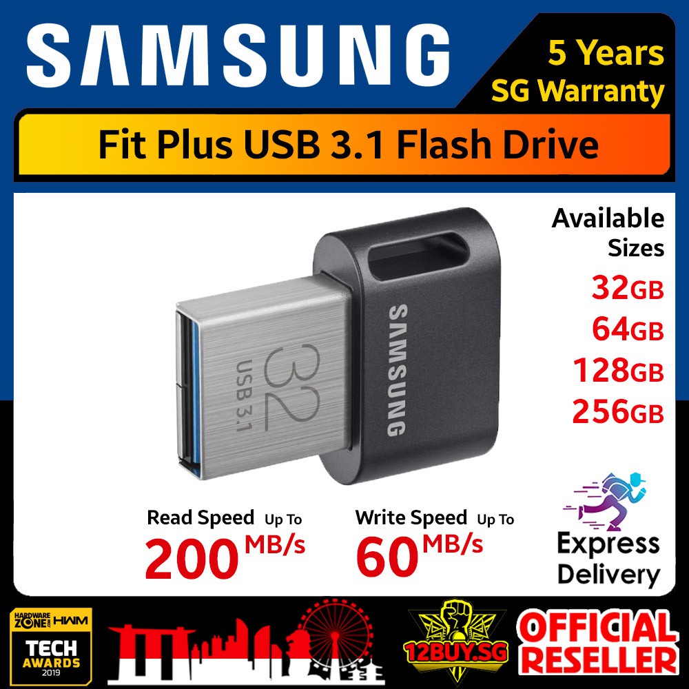 Samsung Fit Plus Flash Drive 200MB/s 300MB/s 32GB 64GB 128GB MUF-AB ...