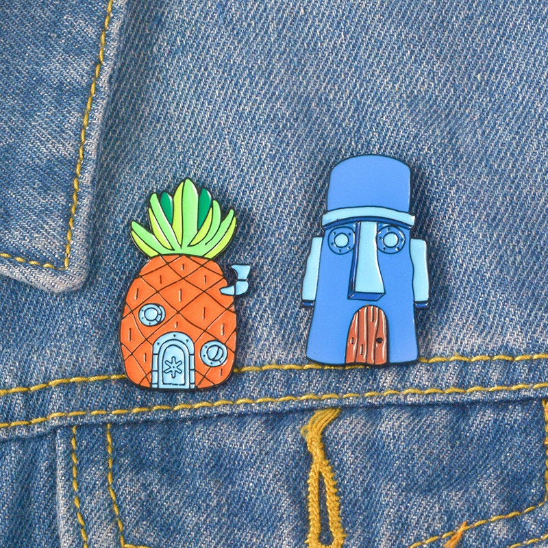 Cartoon Cute Pineapple House Enamel Pin Creative Anime Lapel Brooch ...