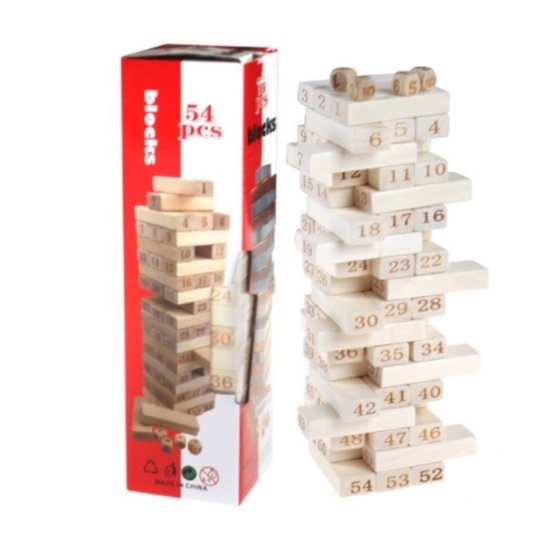 54PC BESAR JENGA BLOK KAYU HADIAH BIG large Wooden Blocks Jenga ...