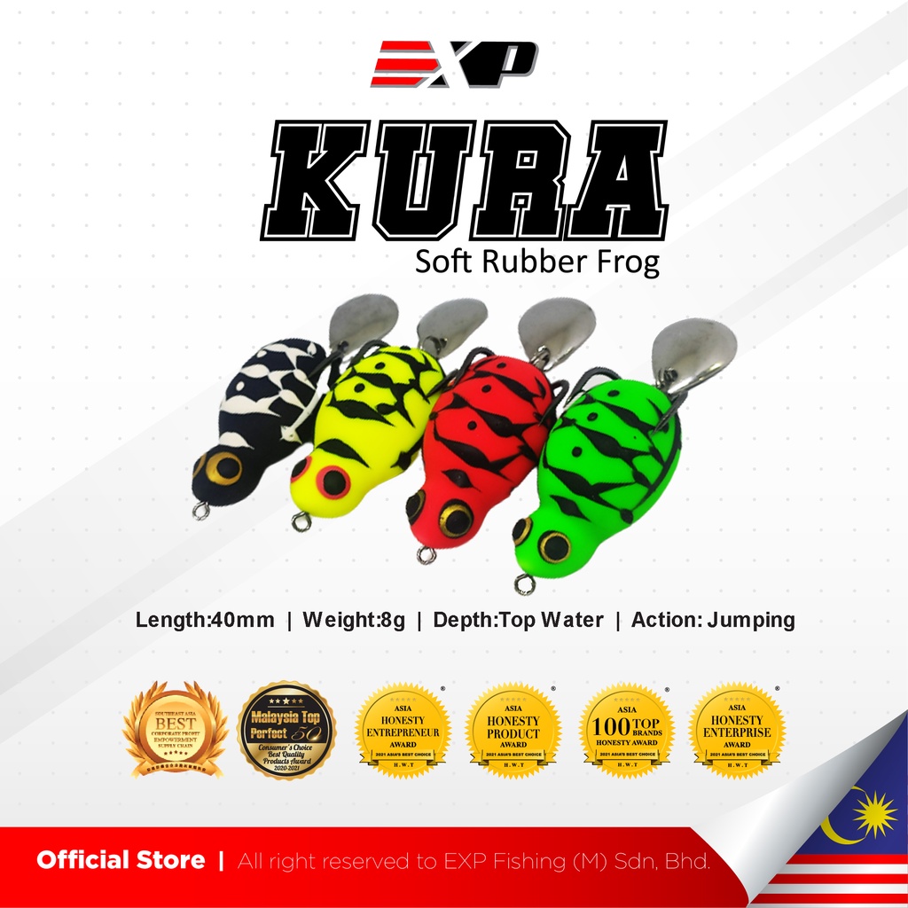 EXP KURA Soft Rubber Frog Expert For Snakehead Hunter Haruan/Toman ...