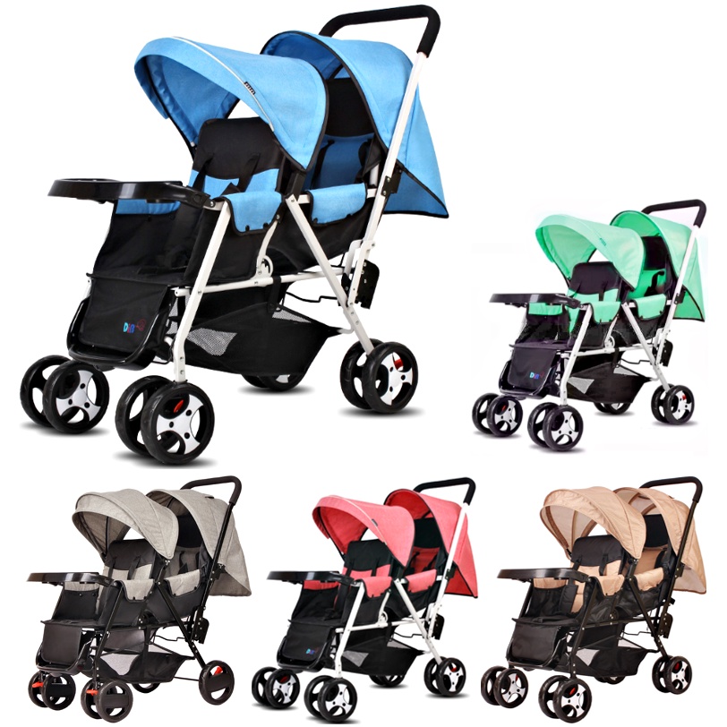 Ultralight Foldable Twin Stroller 2 Baby Double Trolley Steel Frame ...