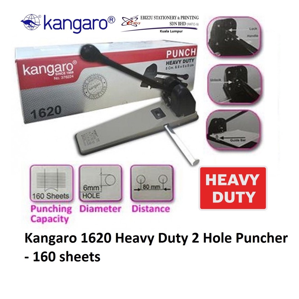 Kangaro 1620 Heavy Duty 2 Hole Puncher 160 sheets (penumbuk 2 lubang ...