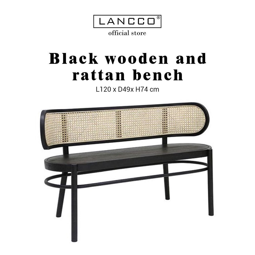 LANCCO Rattan AshWood Bench Lounger Home Decor Solid Wood Double Seater Lounger Chair Kerusi ...