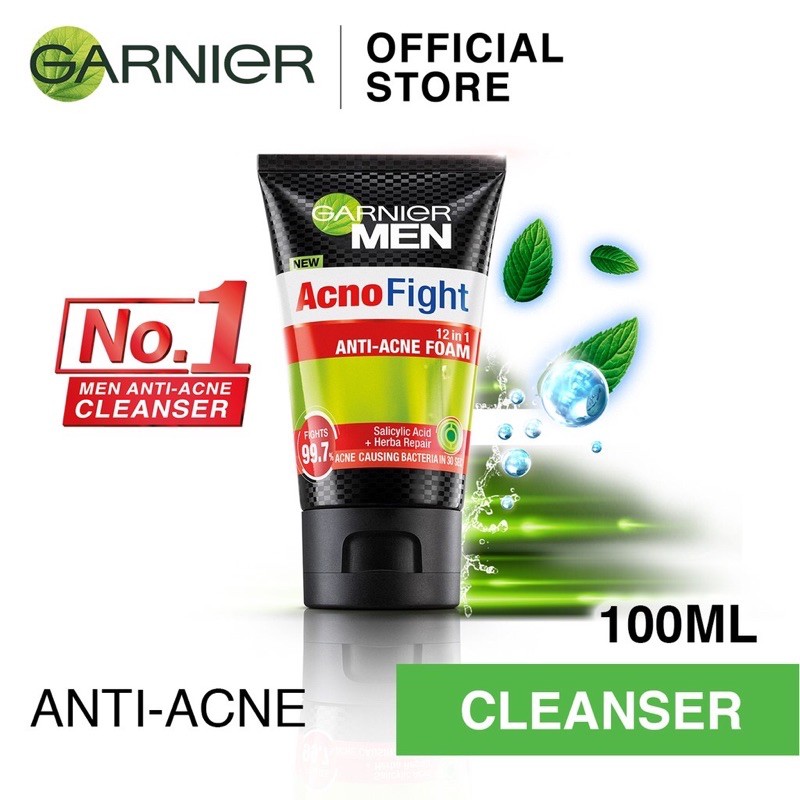 Garnier Men Acno Fight Anti-Acne Face Wash (100ml) | Shopee Malaysia