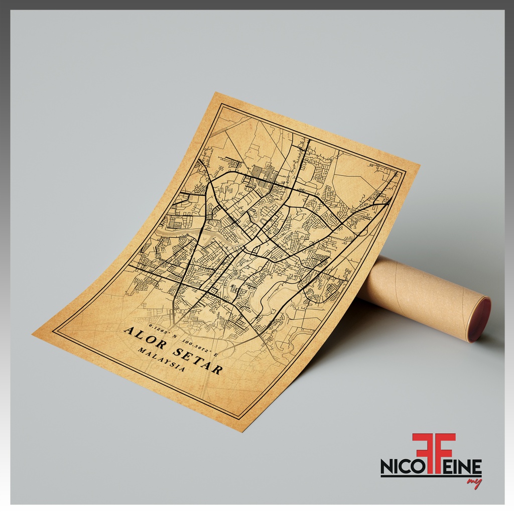 [Poster Only] Alor Setar Kedah Minimal Map Art Vintage Classic Style ...