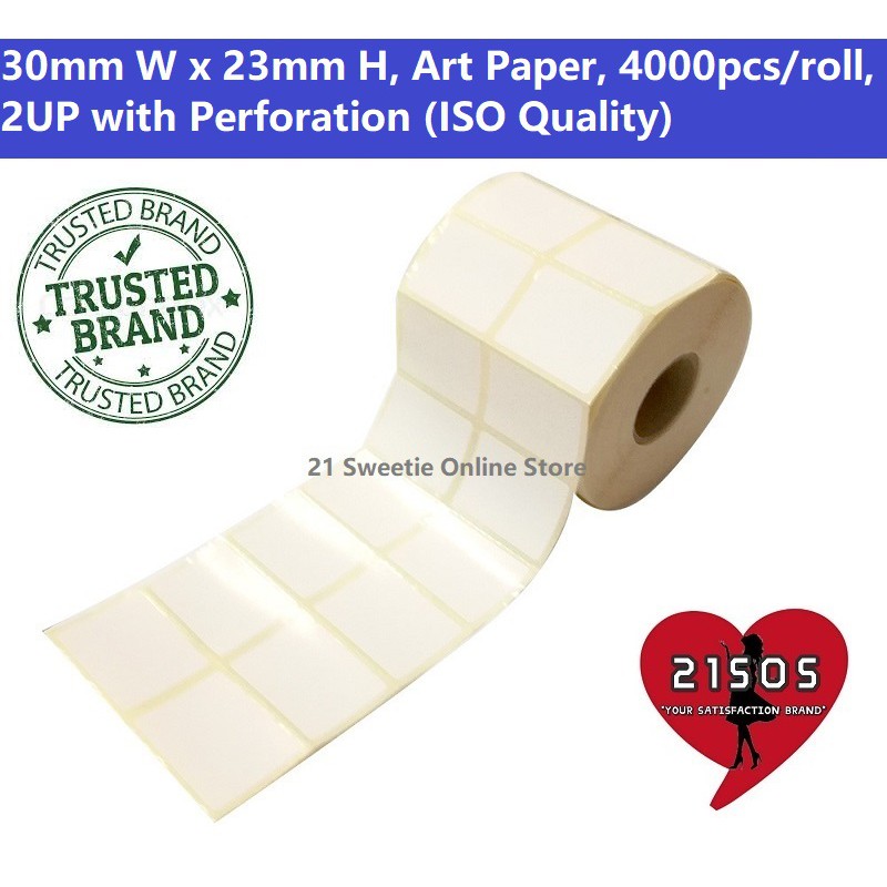 PREMIUM Blank Barcode Label 30x23mm 2UP Art Paper Sticker Avery Strong ...