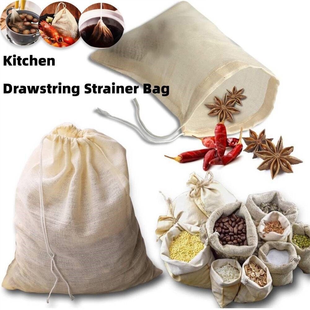 Multifunction Cotton Drawstring Strainer Reusable Medicine Filter Bag ...