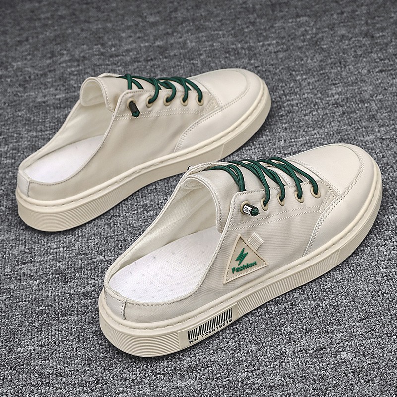 READY STOCK!Fashion slippers for men, canvas half slippers for men, one ...