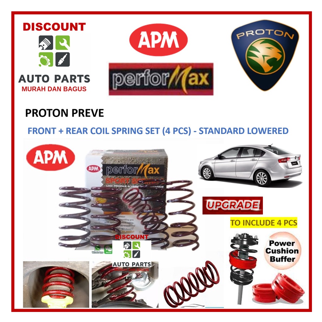 🔥 APM PERFORMAX 🔥 LOWERED COIL SPRING SET WITH POWER CUSHION BUFFER ...