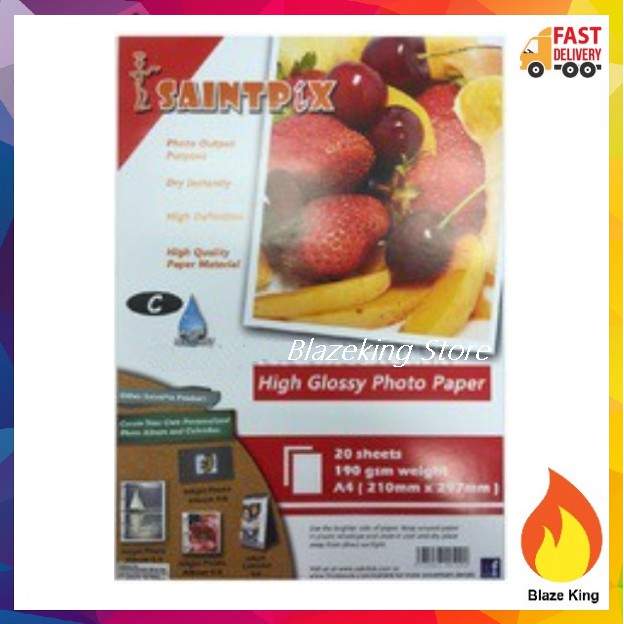 Saintpix High Glossy Photo A4 Paper - 190gsm 20sheets | Shopee Malaysia